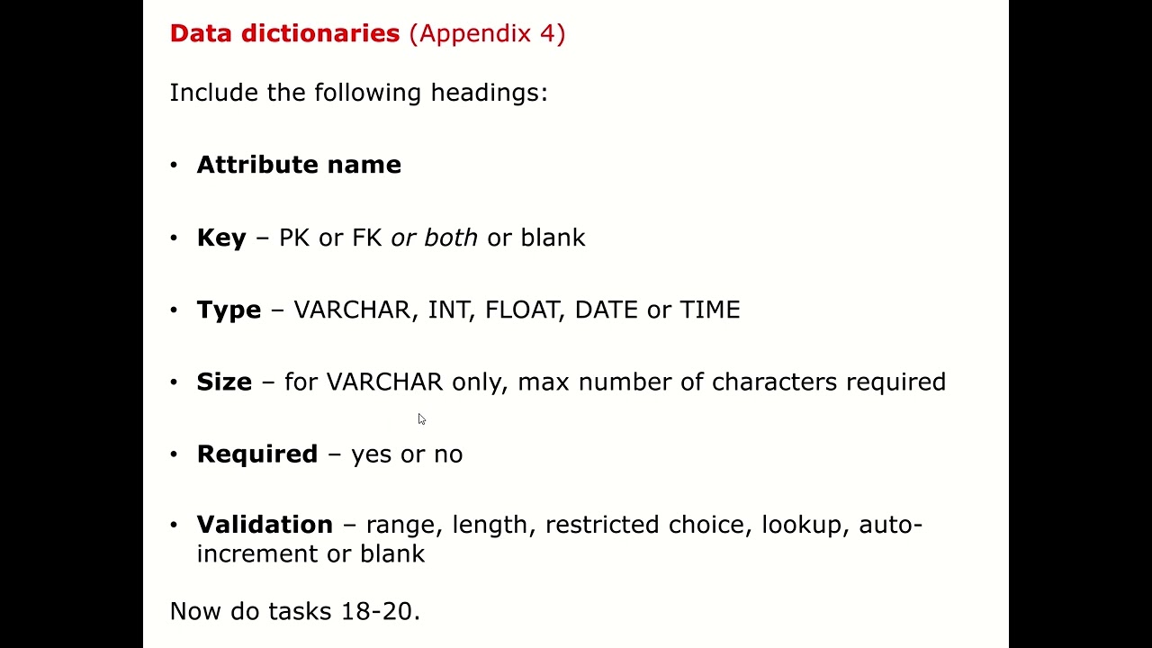 AH Computing Science - Database Development - Lesson 2: Data dictionaries