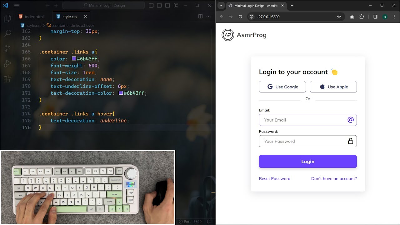 ASMR Programming - Responsive Login Form - No Talking