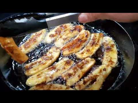 Grandma's delicious fried bananas with brown sugar caramel.