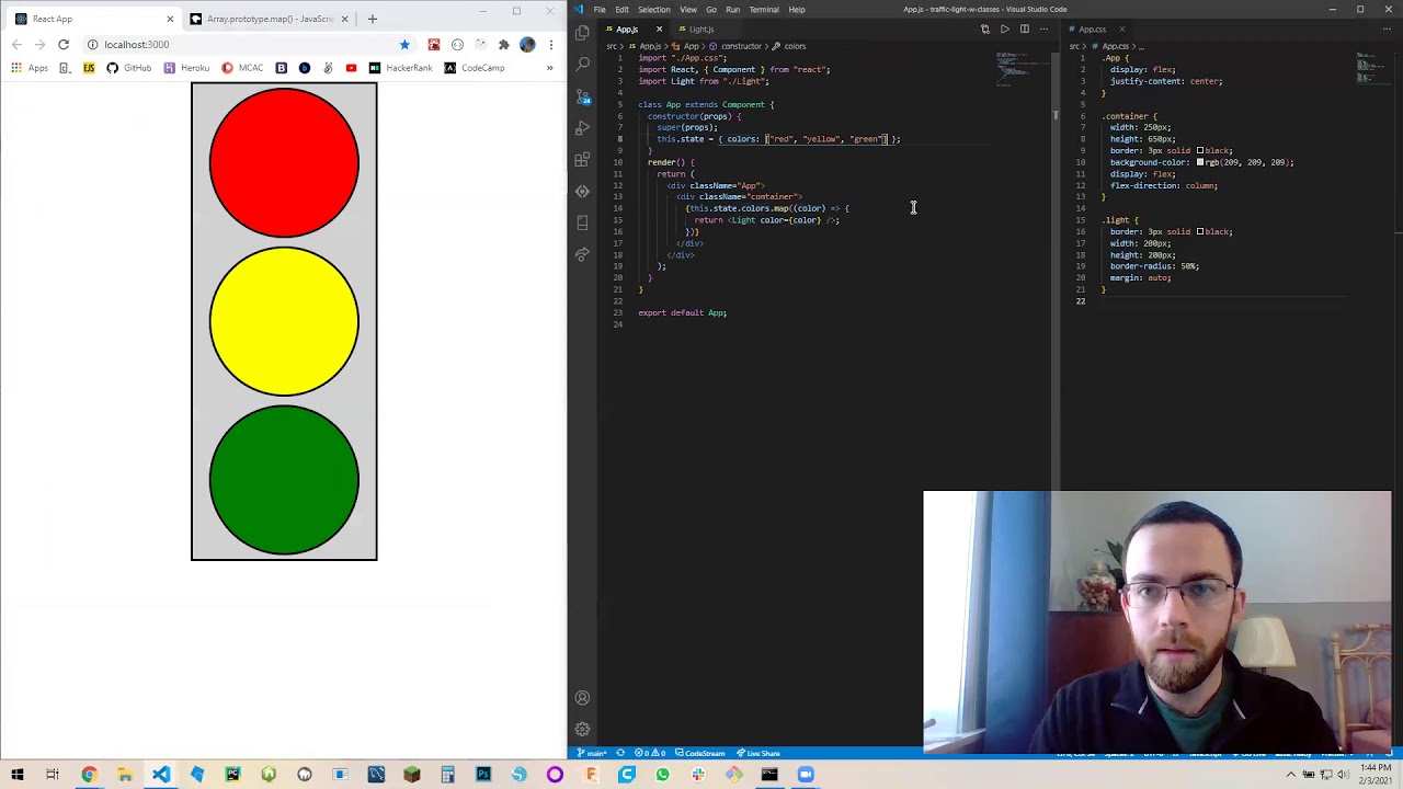 Traffic Light Exercise with React Class Components