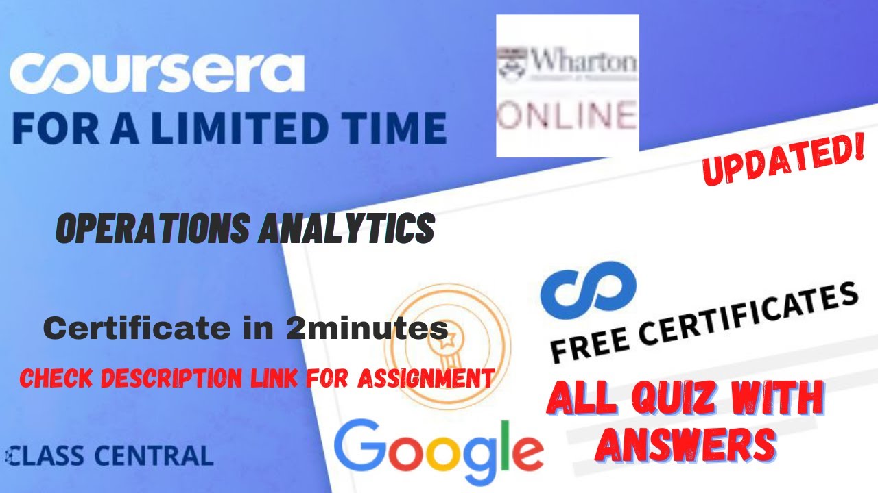 Operations Analytics,(week-1-4) All Quiz Answers.#coursera #quiztime #answers #quiz #mr  #trending