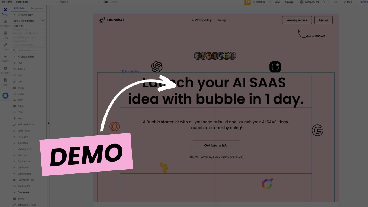Launch your AI SAAS with this Bubble template (demo)