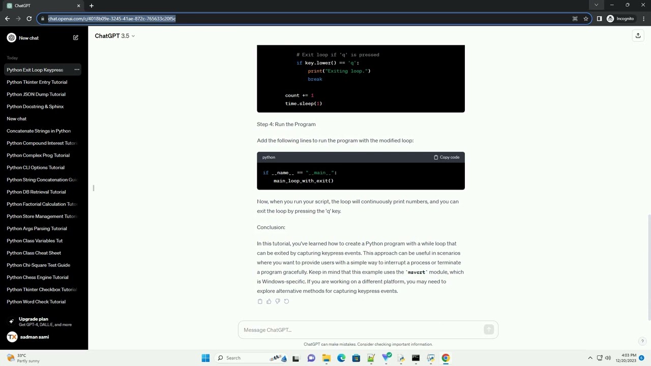 python exit while loop with keypress