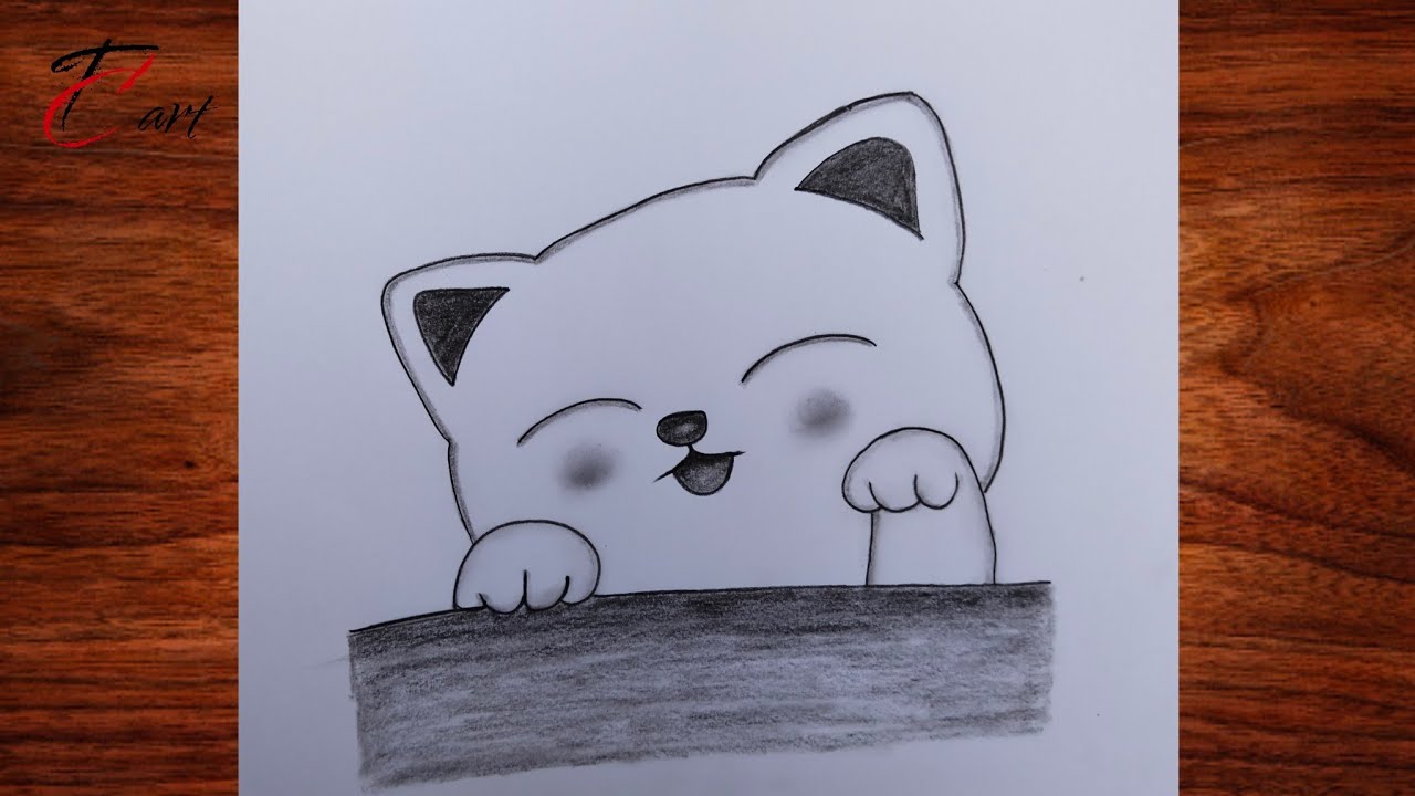 How to Draw A Cute Cat Drawing || Easy Pencil Drawing / Cat Drawing