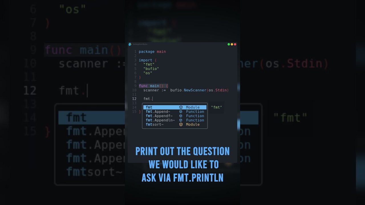 Learn Programming: IO in 60 Seconds | Quick Golang Tutorial #shorts