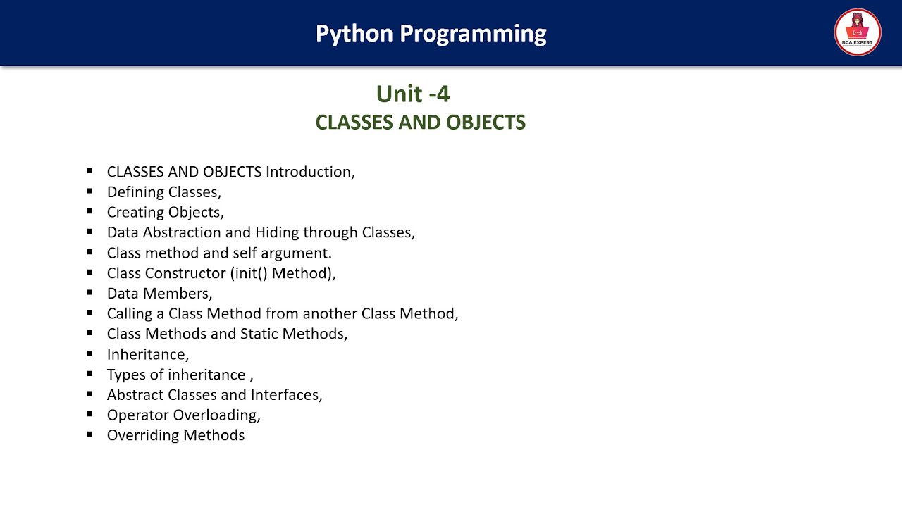 Class and Object in python| (unit -4) | python
