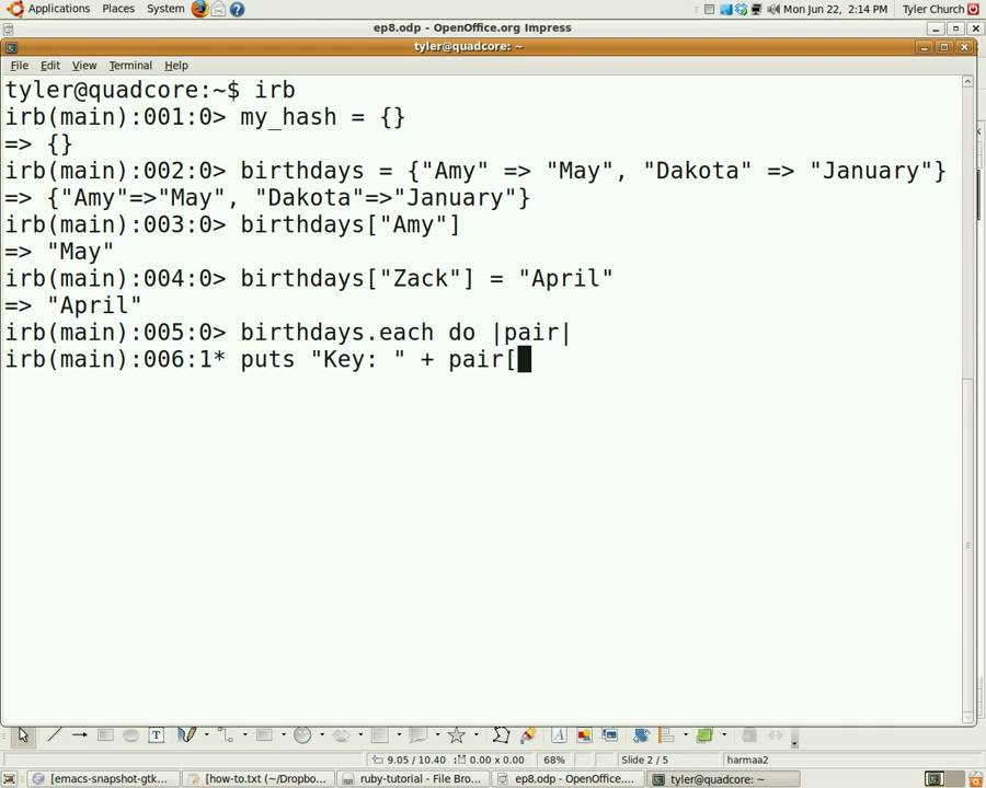 Programming With Ruby Episode 8, Hashes