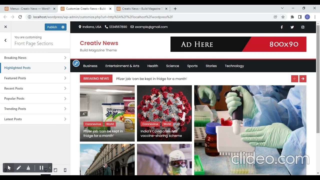 Creativ News - Theme Setup
