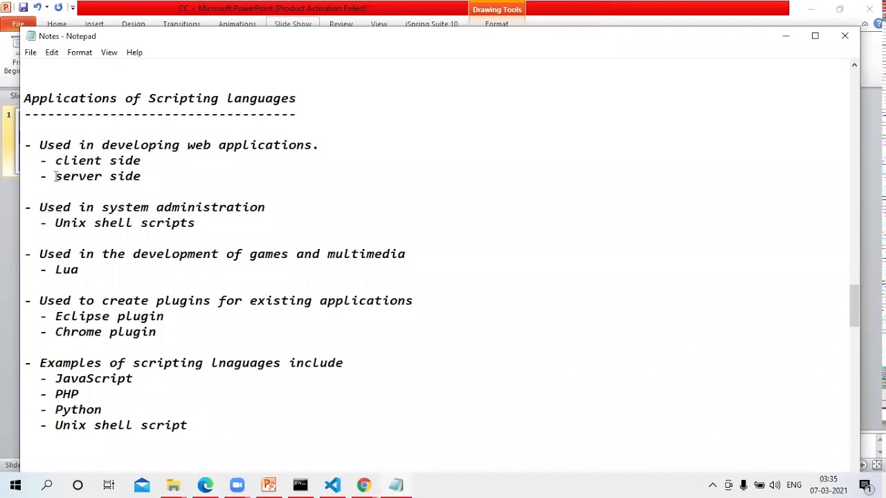 JavaScript   Applications of Scripting Languages