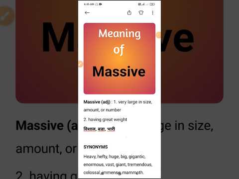 Meaning of Massive || Synonyms and Antonyms of Massive || Use in sentence massive ||