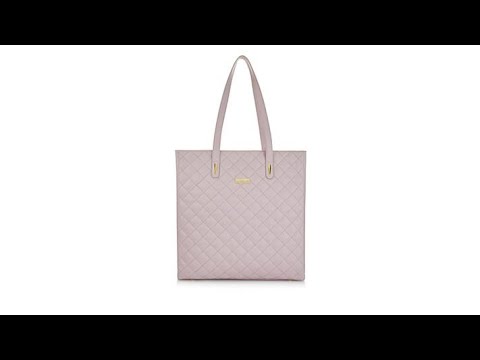 JOY   IMAN Diamond Quilted Genuine Leather Tote Bag with...