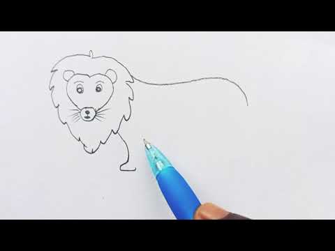 How to draw a line easy step by step / Lion drawing for kids @thishavinsamayal9733