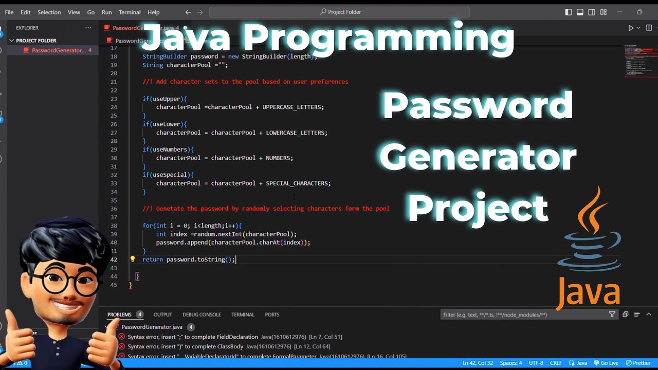 ASMR Programming - Password Generator Project using Java - No Talking