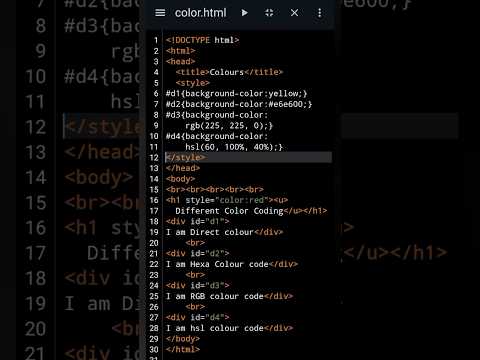 Different Colours Using Different method of Coding in html and CSS #colours #htmlandcss #coding