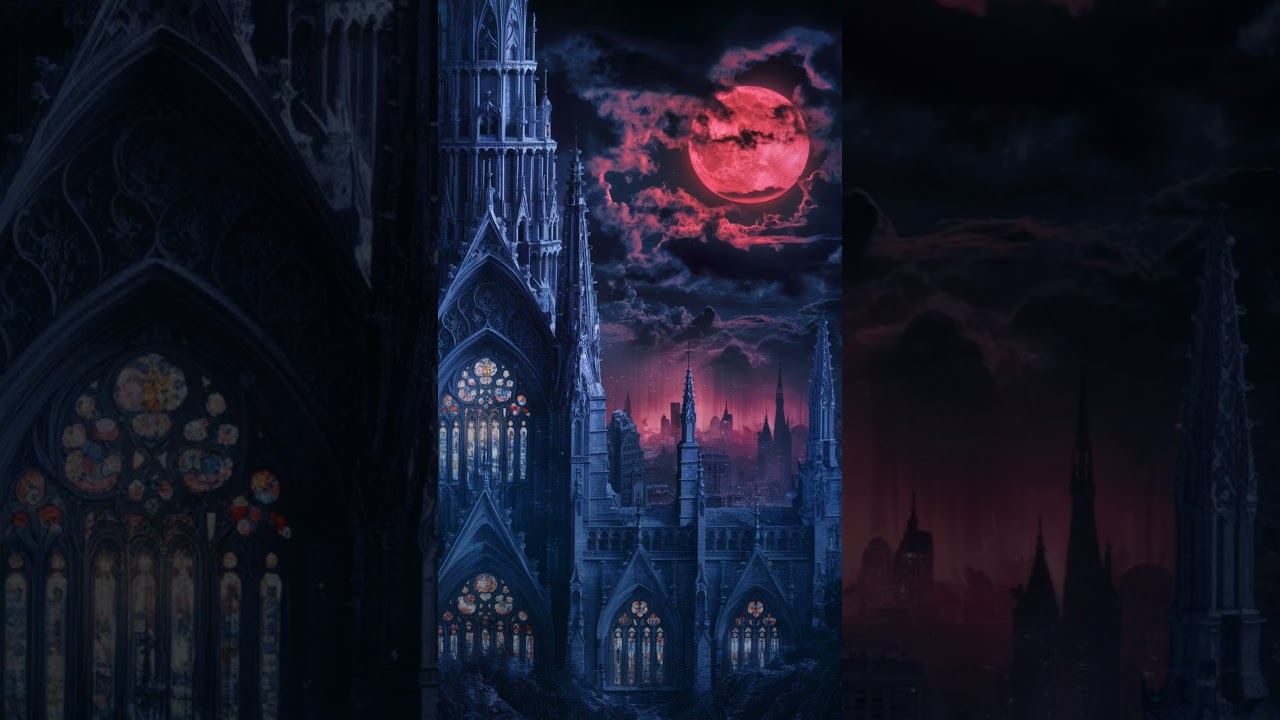 Gothic Architecture | Red Full Moon