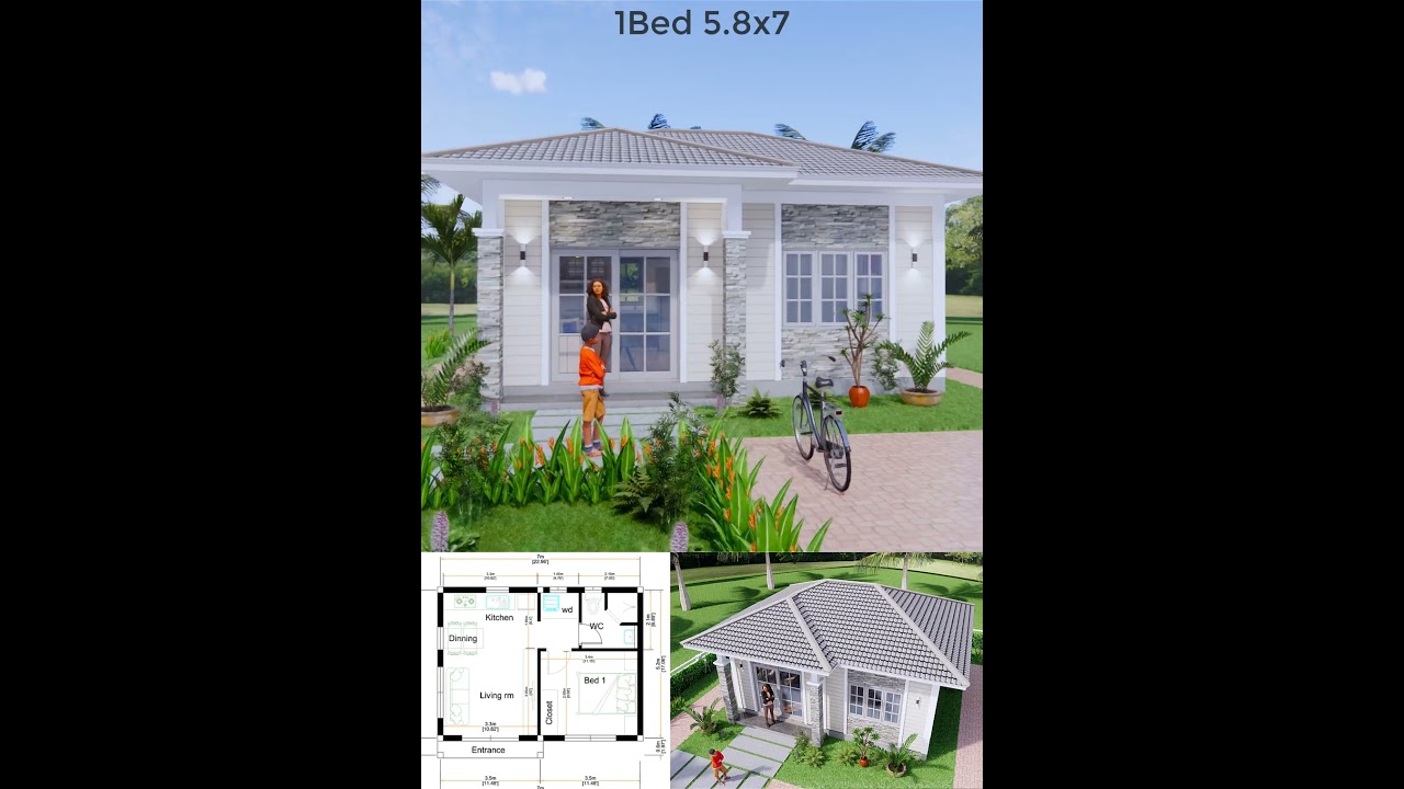 Small Granny Plans 5 8x7 M with 1 Bedrooms Hip Roof #homedesign #housedesign #houseplan #house