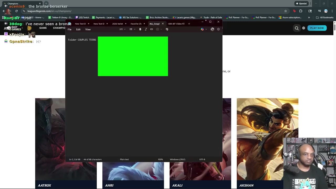 Streamer Lacari accidentally opened his notepad with questionable file names