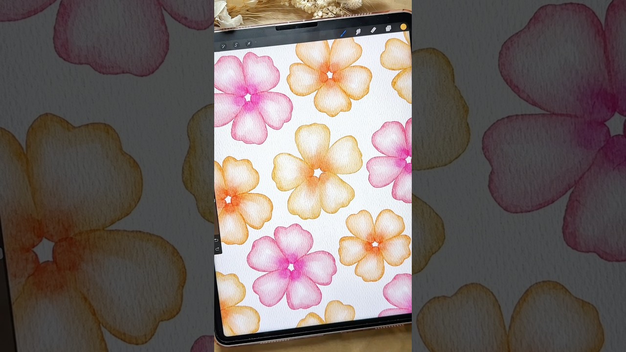 How to draw flowers on procreate using digital watercolour #procreate #digitalart #drawingtutorial