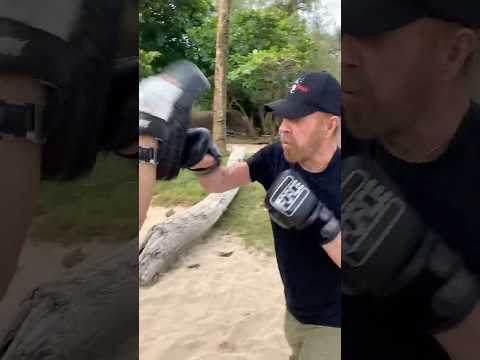 Chuck Norris hitting pads at 81 years old
