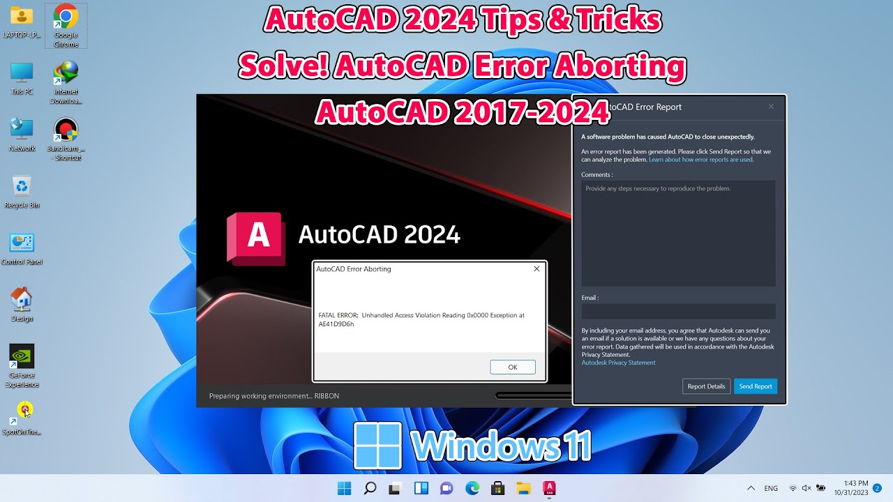 AutoCAD 2024 Tips & Tricks EP.16 - Solve! AutoCAD Error Aborting  AutoCAD 2017-2024