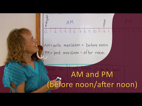 AM and PM (morning/afternoon hours) - 1st grade math lesson