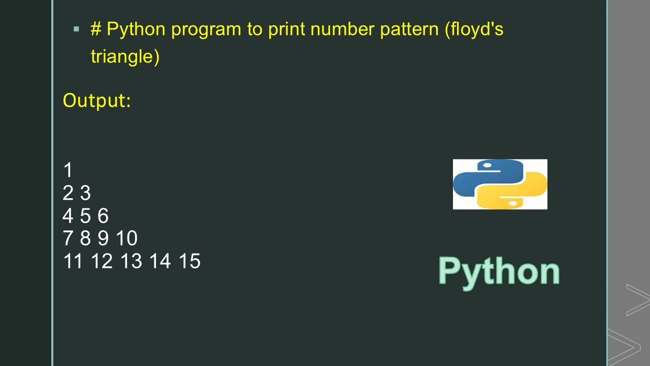 # Python program to print number pattern (floyd's triangle)