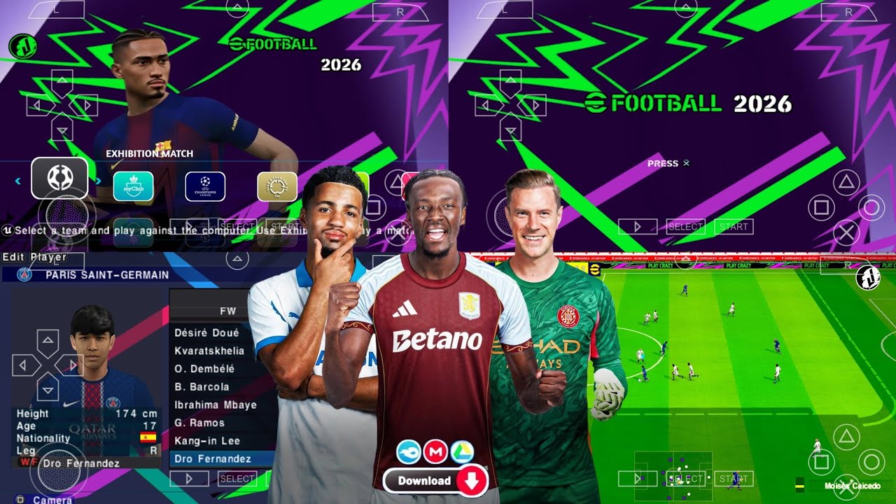 Efootball Pes 2026 Ppsspp Iso No Textures No Save Data New Kits 2025 26 ...
