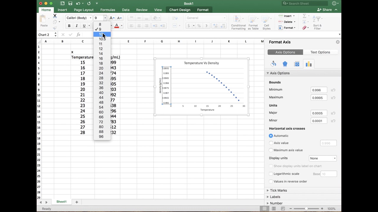 Excel Tutorial:  Making an x,-scatter  plot with a trendline