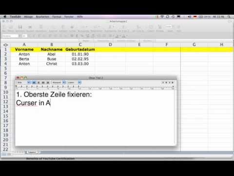 Excel - Spalten und Zeilen fixieren, einfrieren