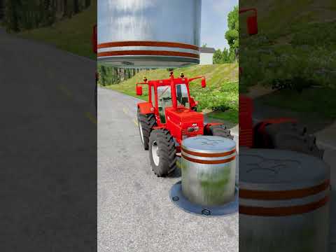 Tractor VS Bollards Crash | BeamNG.Drive