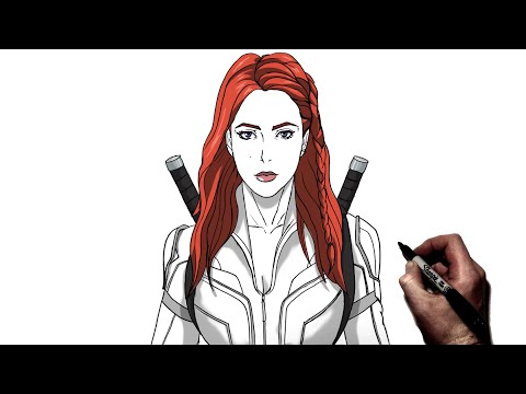 How To Draw Black Widow Step by Step || Marvel – I'm Youtuber – Follow ...