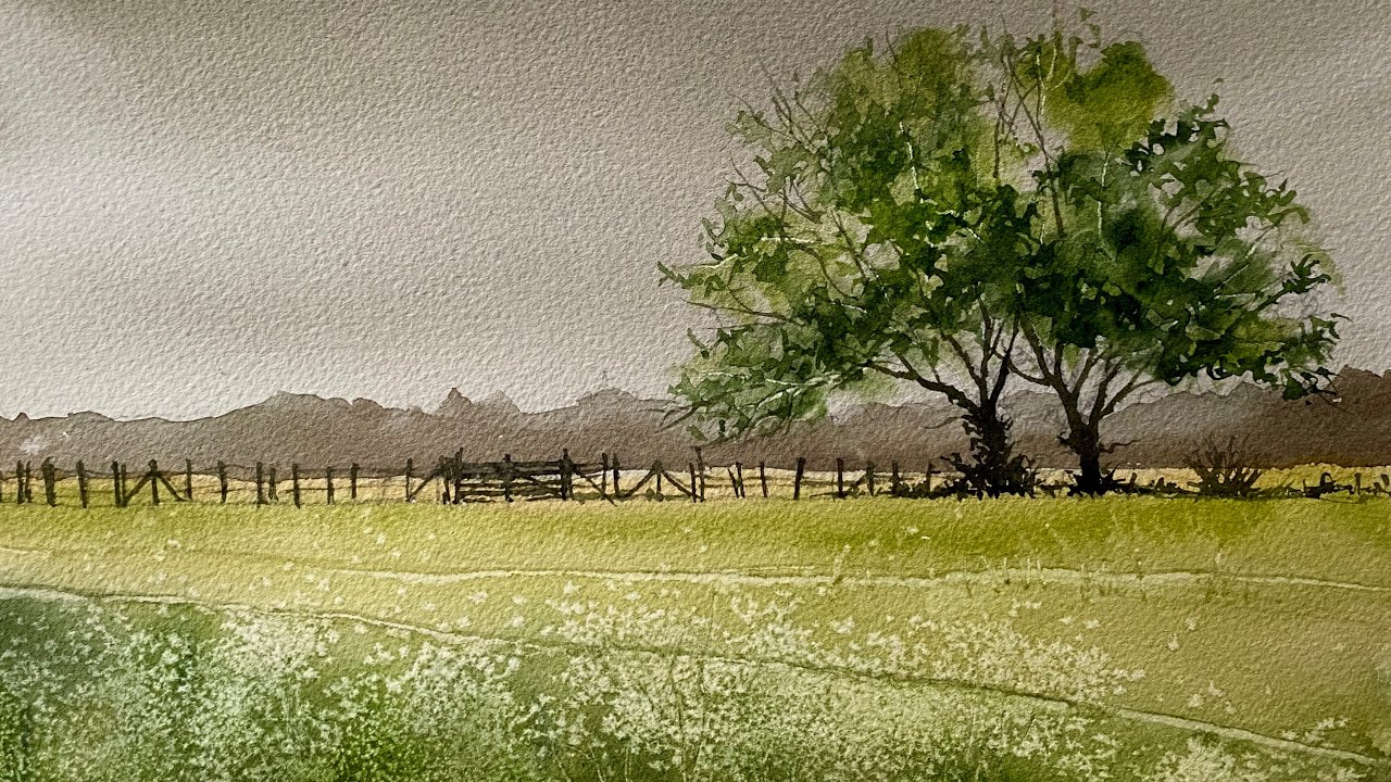 USE SALT! Paint Loose WATERCOLOR CLOUDY SKY & SUMMER TREES Watercolour Landscape PAINTING Tutorial