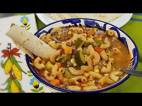 Sopa De Coditos Con Carne Molida | Cheesy Macaroni and Ground Beef ❤