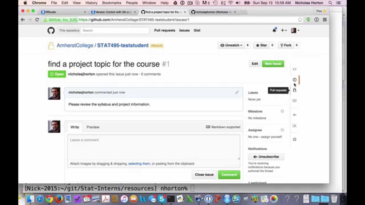 Using Github with the Amherst College RStudio server