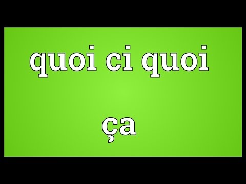 Quoi ci quoi ça Meaning