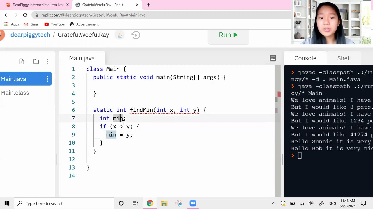 DearPiggy's Intermediate Java - Creating a Min/Max Method