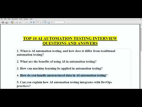 TOP 10 AI AUTOMATION TESTING INTERVIEW QUESTIONS AND ANSWERS 2024| AI AUTOMATION | SOFTWARE TESTING