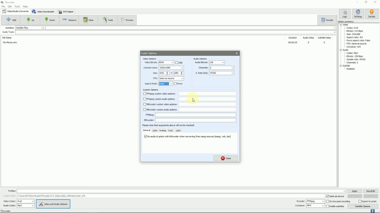 Feature rich TEncoder is one of the best free video converters