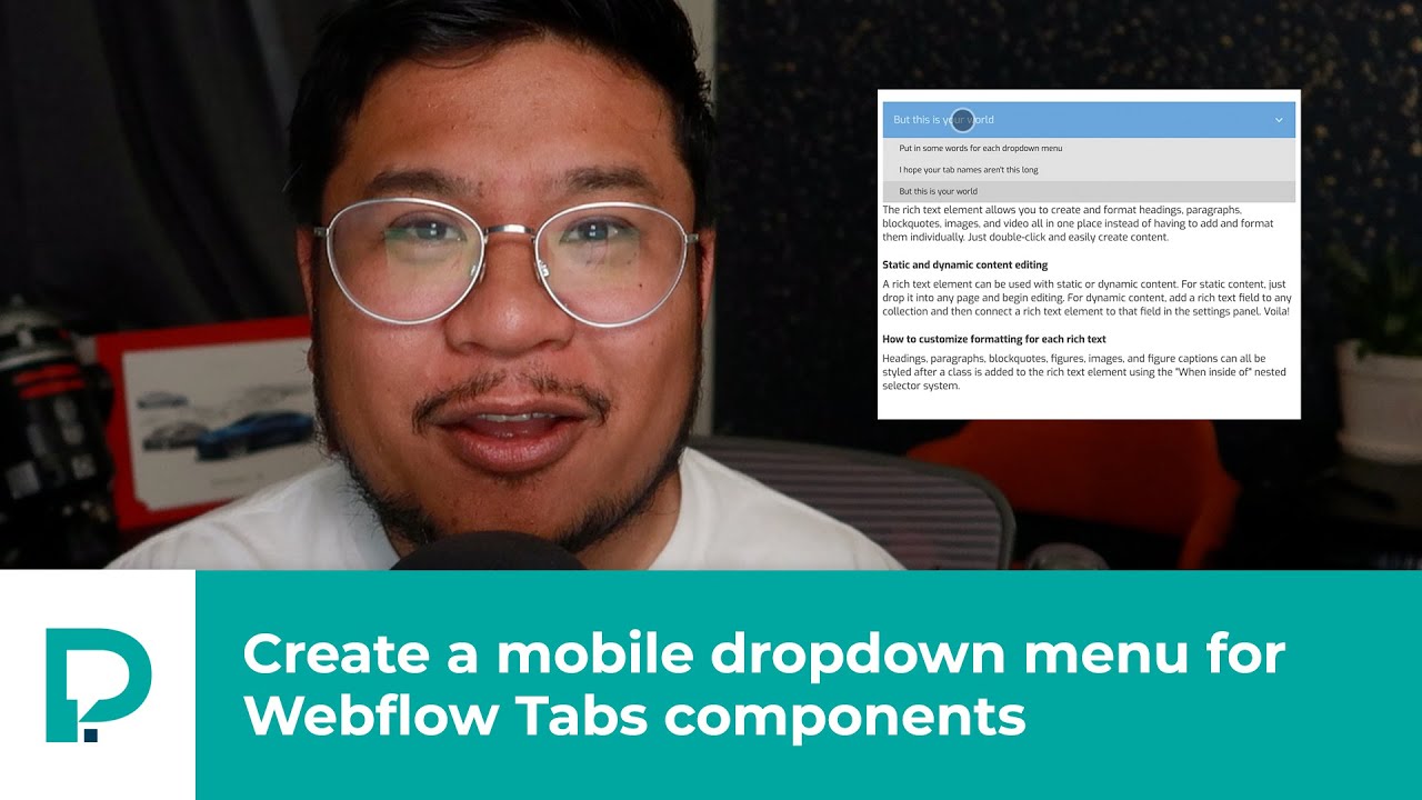 How to Webflow: Creating a mobile dropdown menu for Webflow Tabs component - Tutorial (2020)