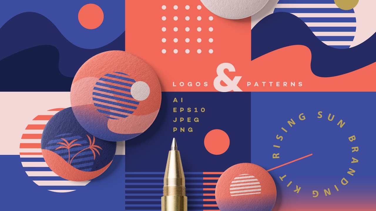 #illustration #logodesign  #seamlesspattern #polarvectors Retro Branding Collection - Rising Sun