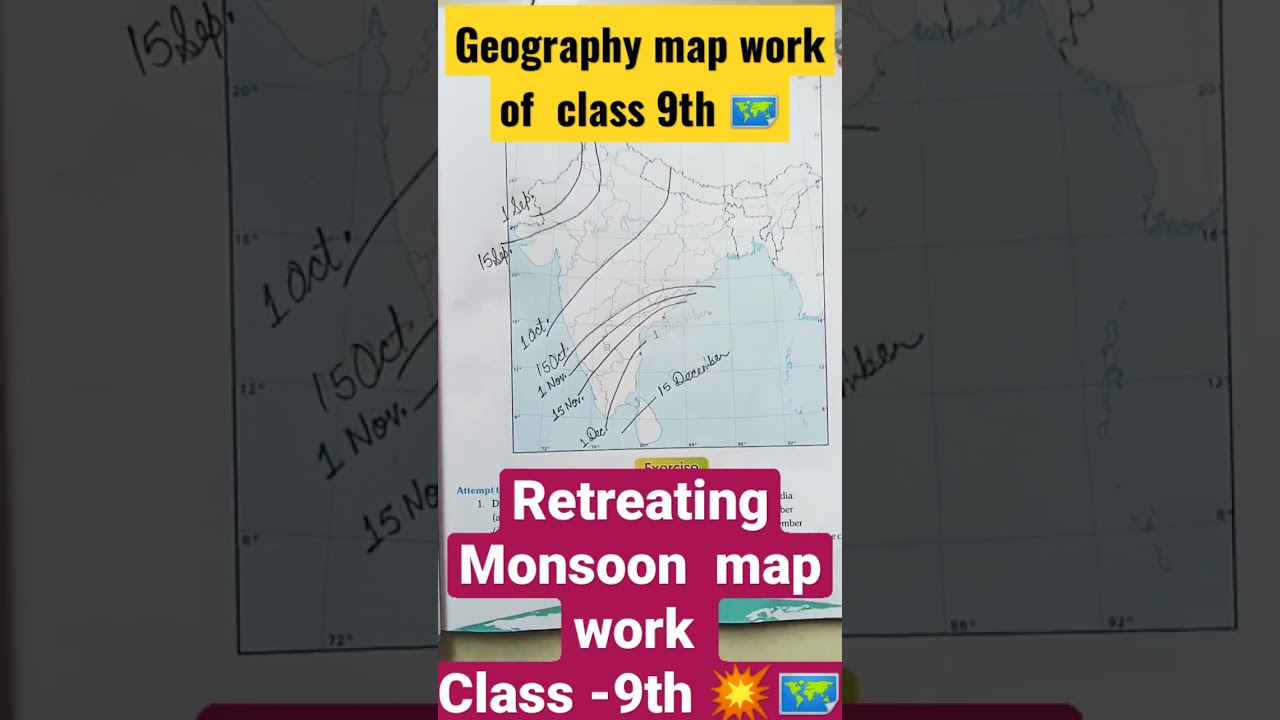 Retreating Monsoon map work #Geographymap#shortvedio