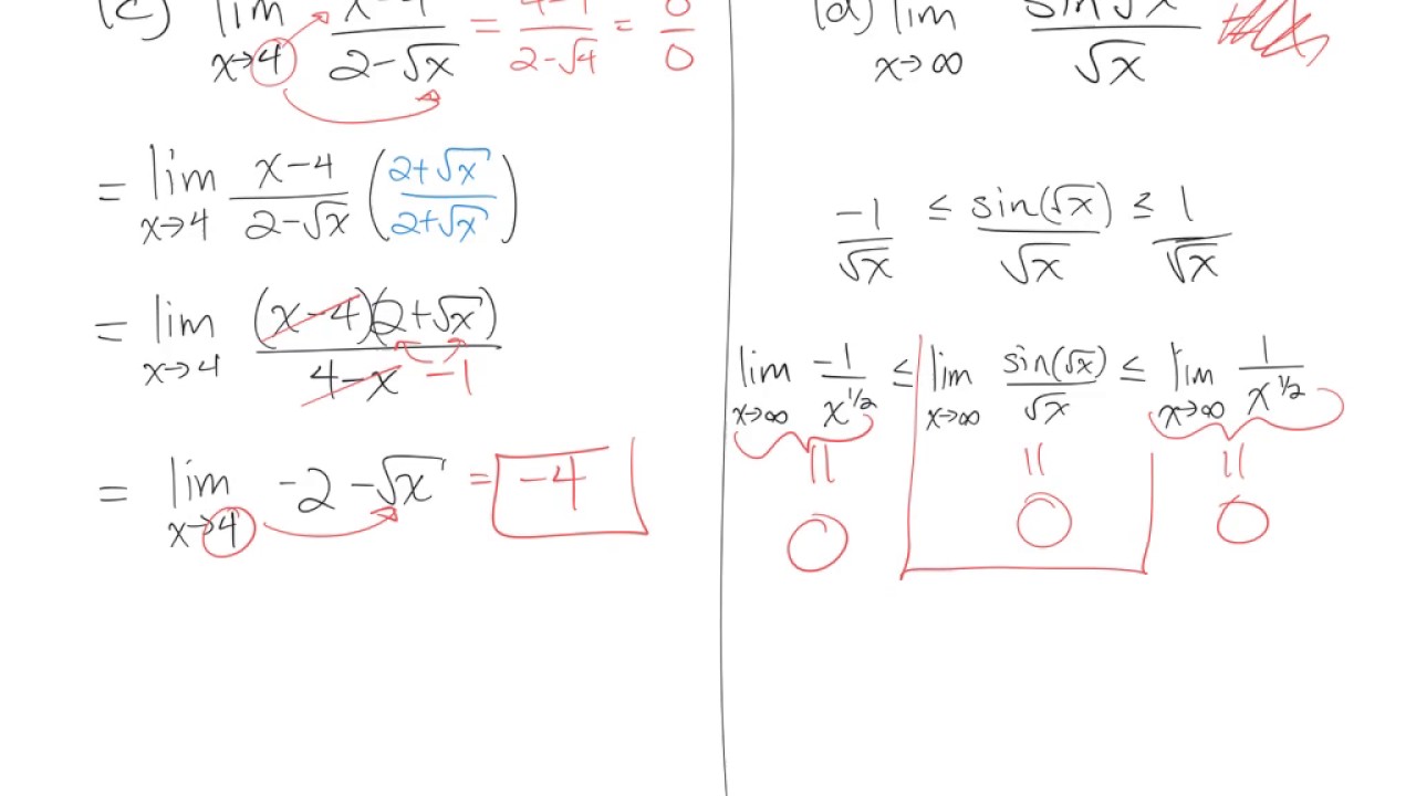 Limit Exercises (Calculus Exam 1 Review)