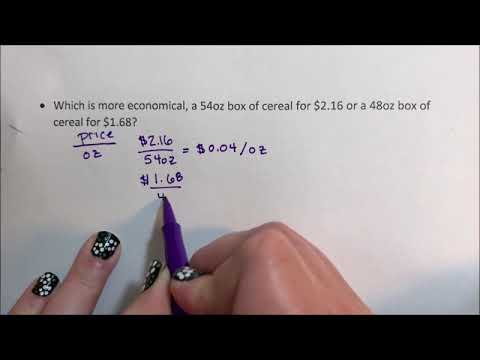 Ratio and Rates - Price per Ounce