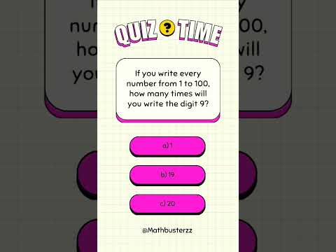 How Many Times Does 9 Appear from 1 to 100? (Tricky One!)π§π€ #mathproblems #quiz