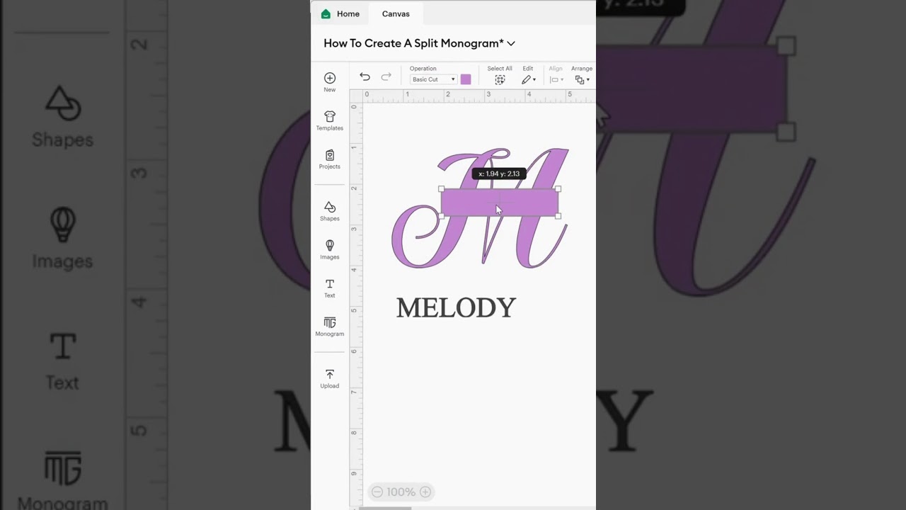 How to Make a Split Monogram Letter in Cricut Design Space #cricuttips  #designspacebeginner