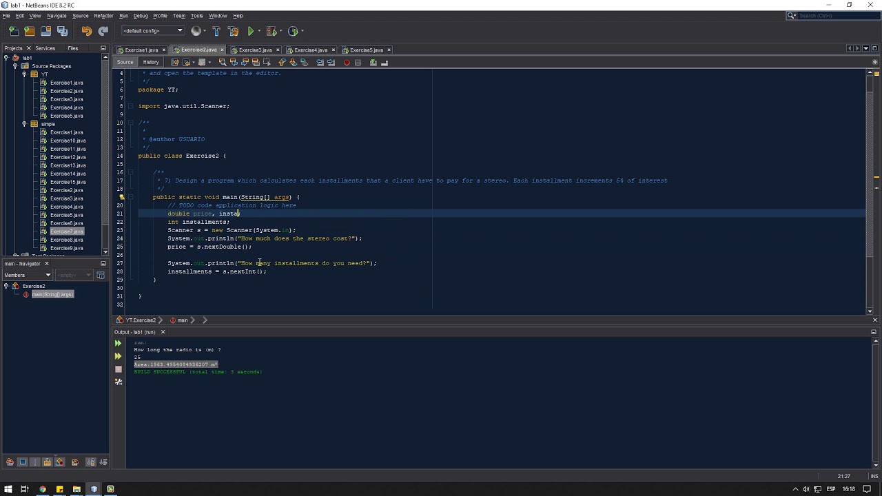 5 Basic JAVA exercises - SCANNER