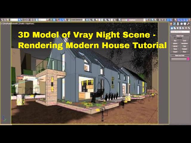 Vray Night Scene - Rendering Modern House tutorial 3D Model - FlatPyramid