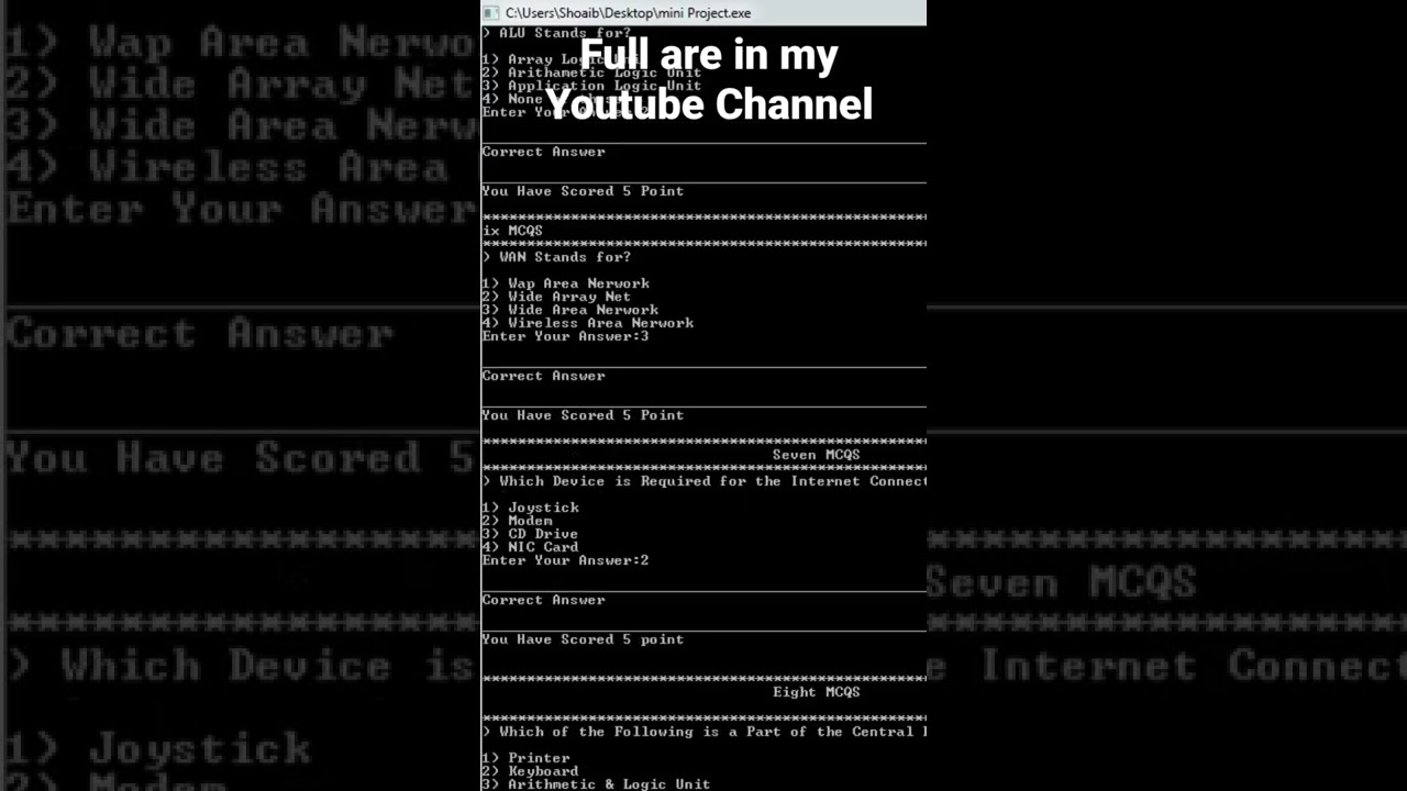Quiz Game Project In C | With Free Source Code#coding #projects#miniproject#freesorcecode#sourcecode