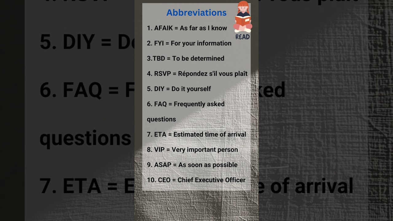 10 abbreviations you should know #shorts #english #abbreviations #fullforms #ytshorts