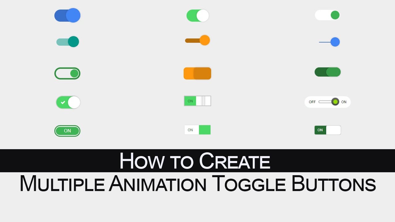 How to Create Multiple Animation Toggle Buttons Switch HTML CSS
